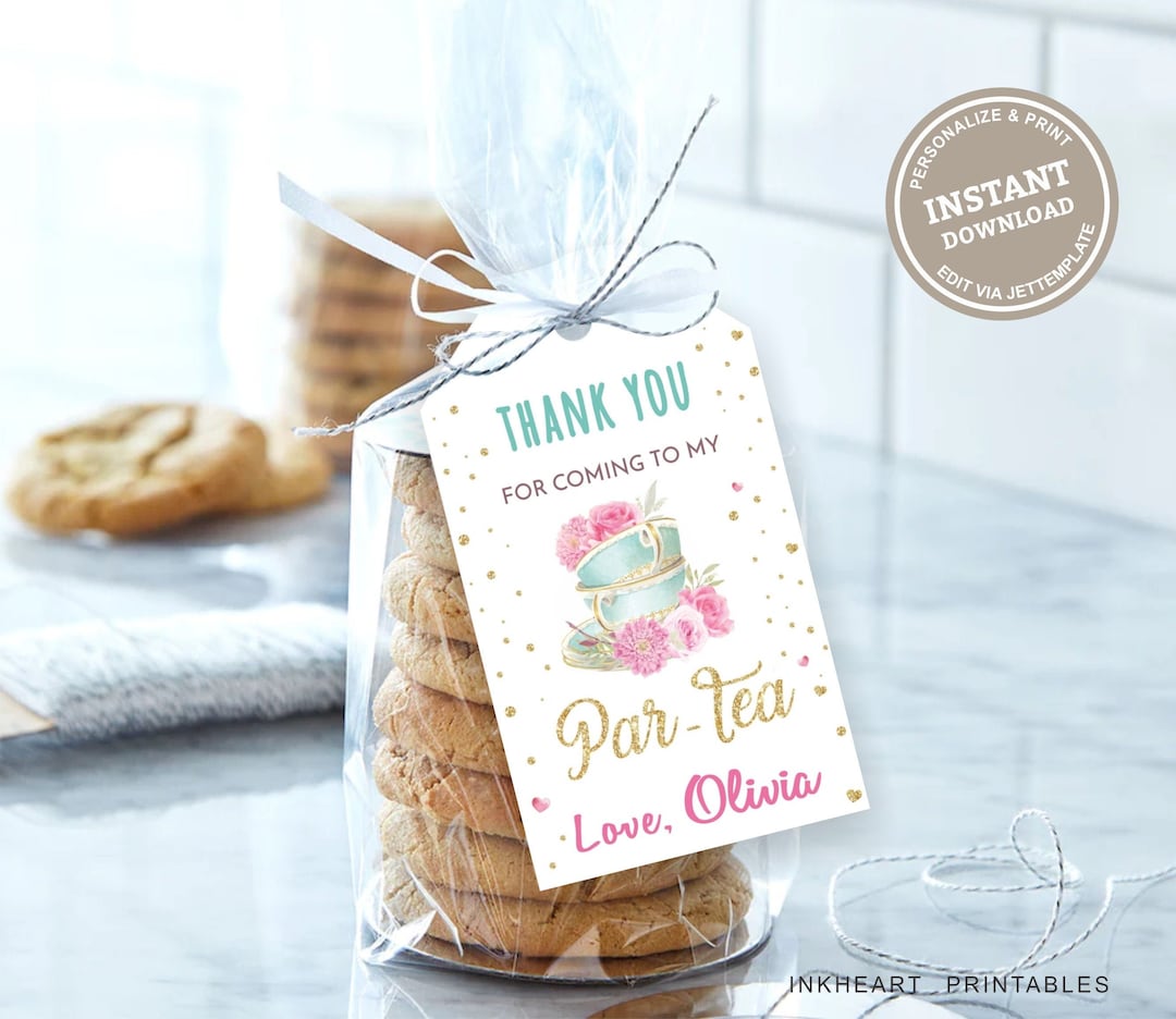 Editable Tea Party Favor Tags, Par-tea Favor Tag, Tea Thank You Tag ...