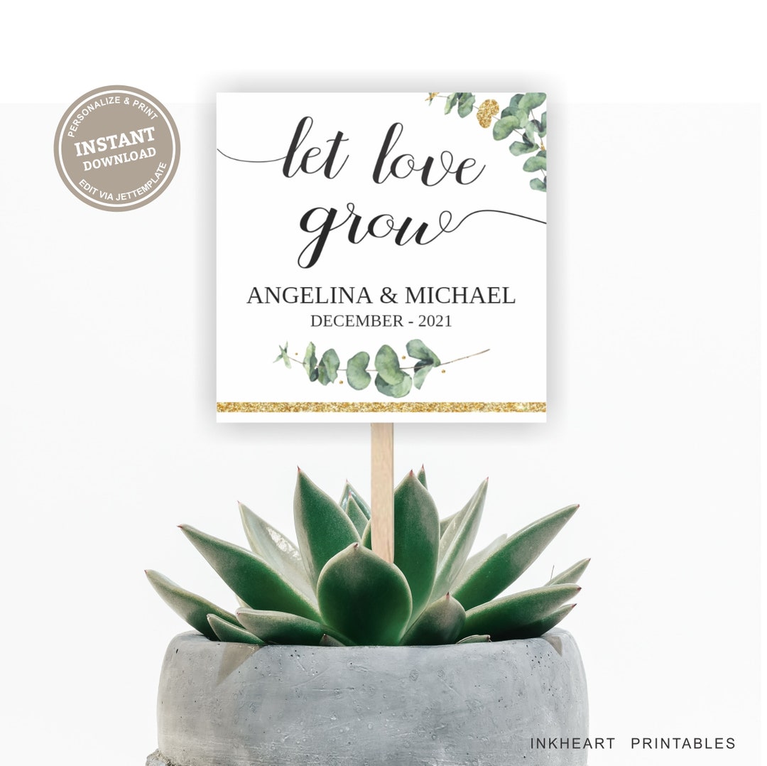 Let Love Grow Tags, Eucalyptus Favor Tags, Wedding Favor Tags ...