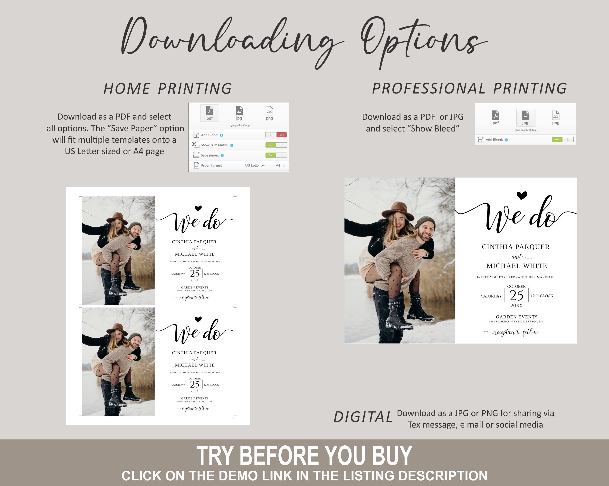 We Do Wedding Invitation Template, Editable We Do Invitation, Photo ...