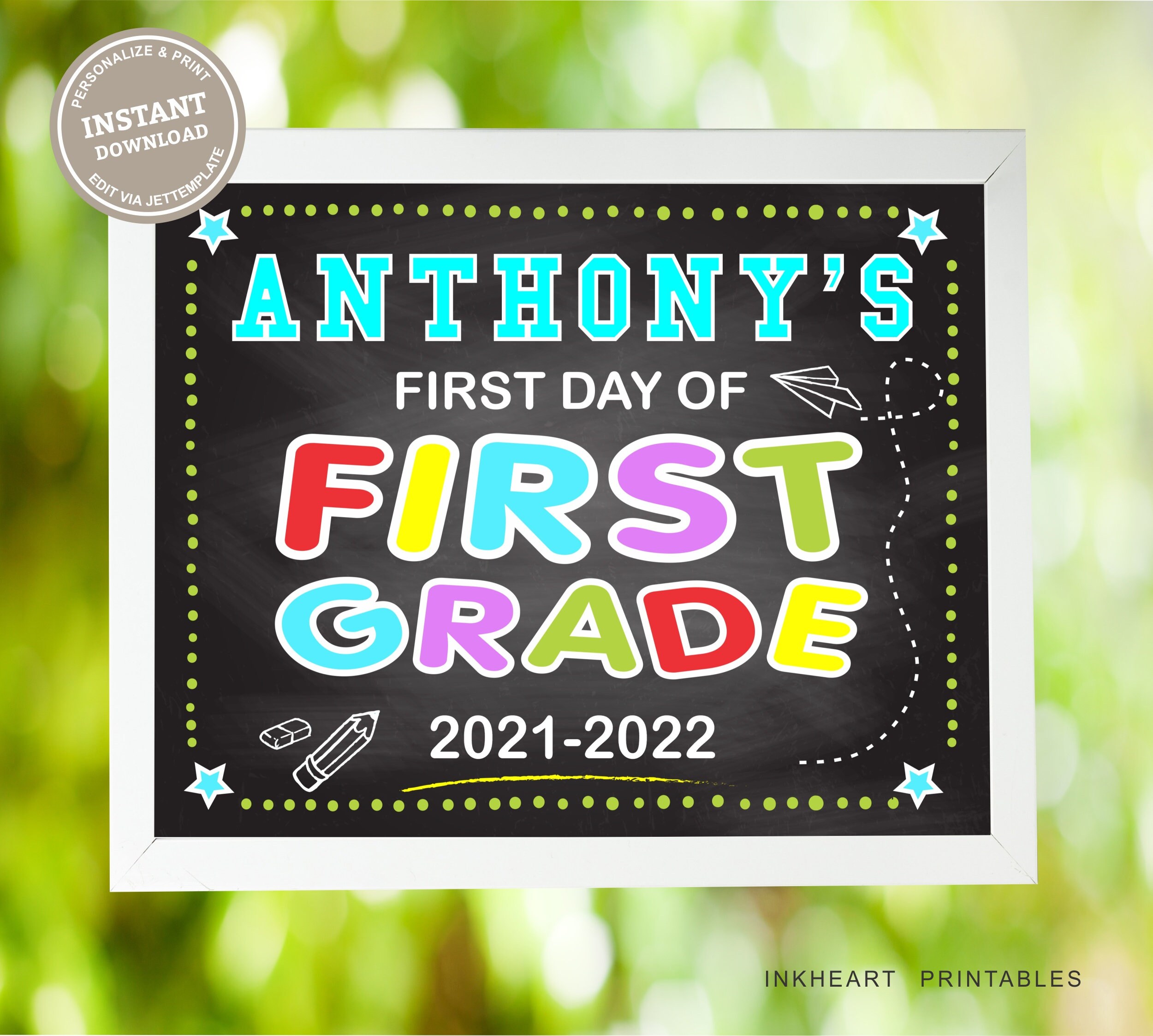 Editable First Day of School Sign, 1st Grade Sign, 2019-2020, Back to ...