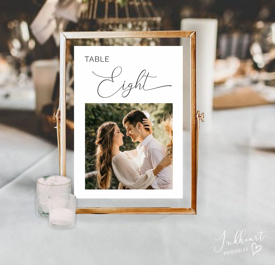 Photo Table Number Template, Editable Wedding Table Number, Printable ...