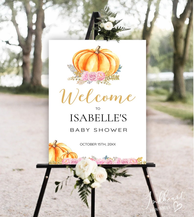 Baby Shower Welcome Sign Template, Pumpkin Welcome Sign, Printable ...