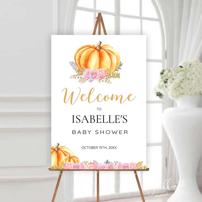 Baby Shower Welcome Sign Template, Pumpkin Welcome Sign, Printable ...