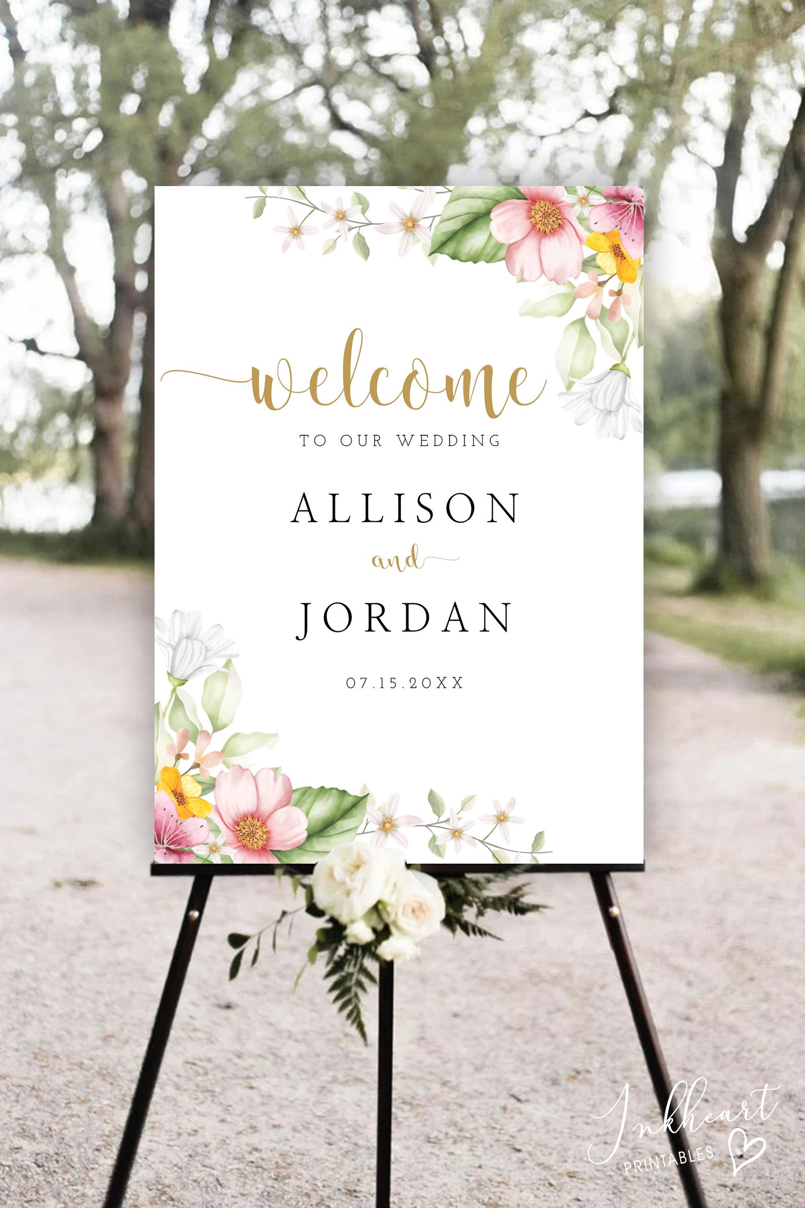 Wedding Welcome Sign Template, Floral Welcome Sign, Printable Welcome ...