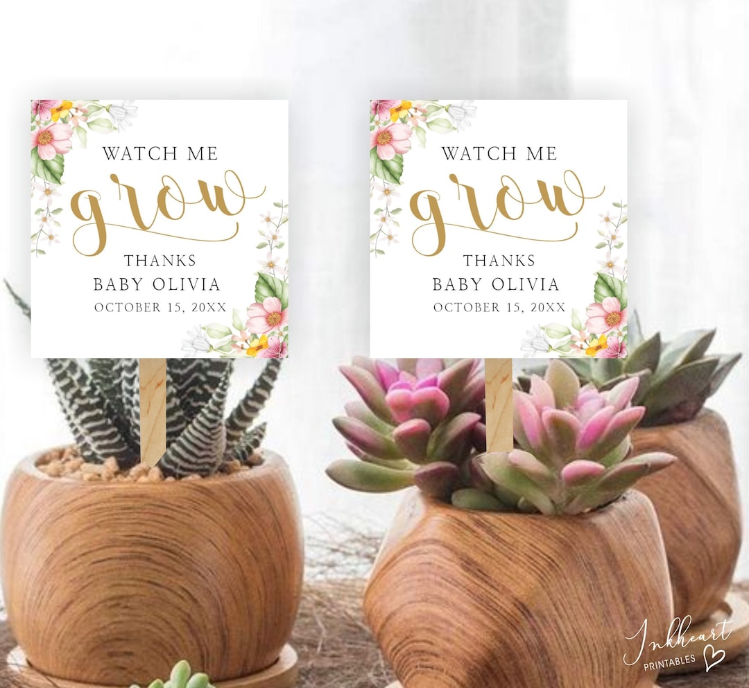 Watch Me Grow Tag, Baby Shower Succulent Tag, Plant Favor Tag, Gift Tag ...
