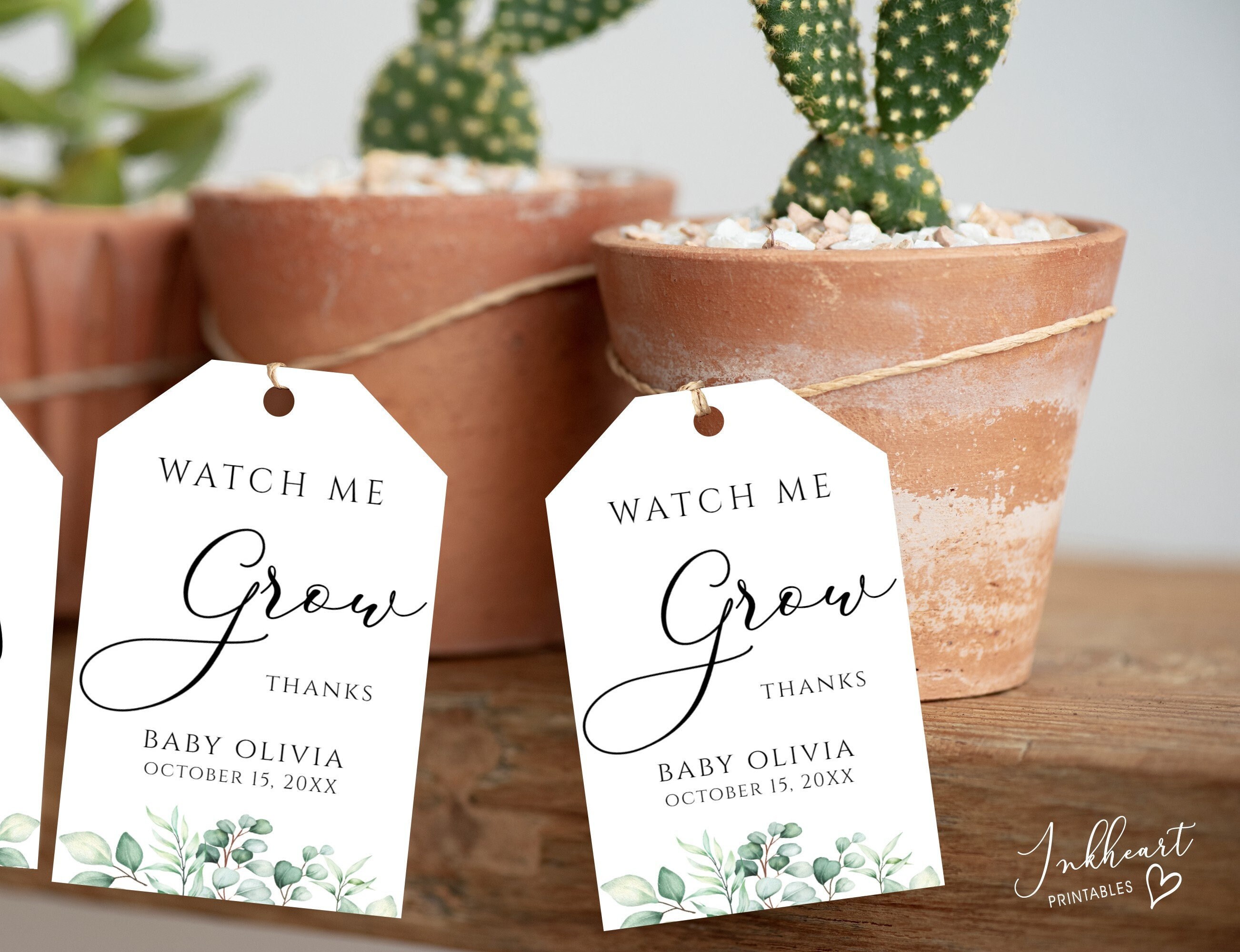 Watch Me Grow Tags, Eucalyptus Favor Tags, Baby Shower Favor Tags ...