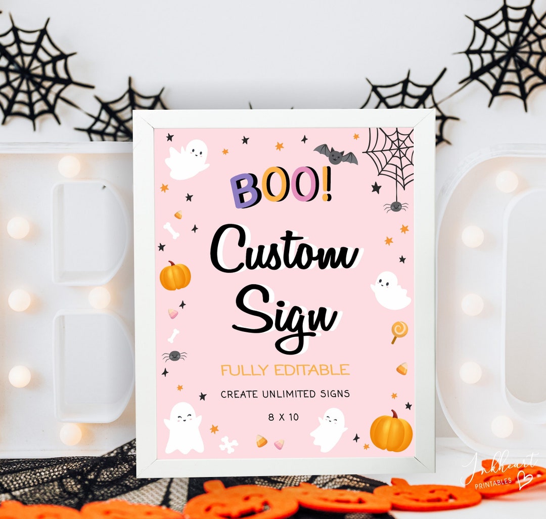 Editable Halloween Custom Sign, Halloween Boo Sign, Halloween Ghost ...