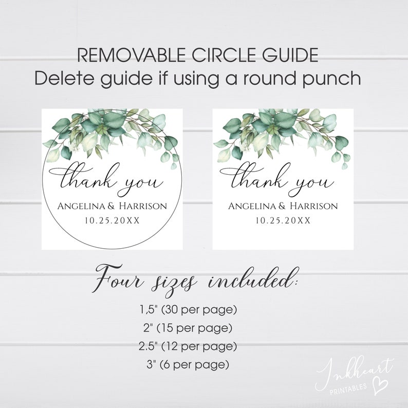 Thank You Tag Template, Greenery Wedding Favor Tags, Printable Thank ...