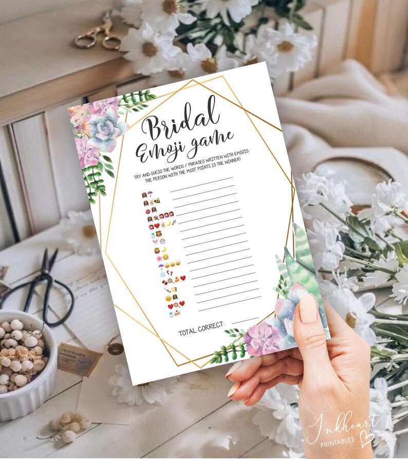 Bridal Emoji Pictionary Game, Printable Bridal Shower Game, Bridal ...