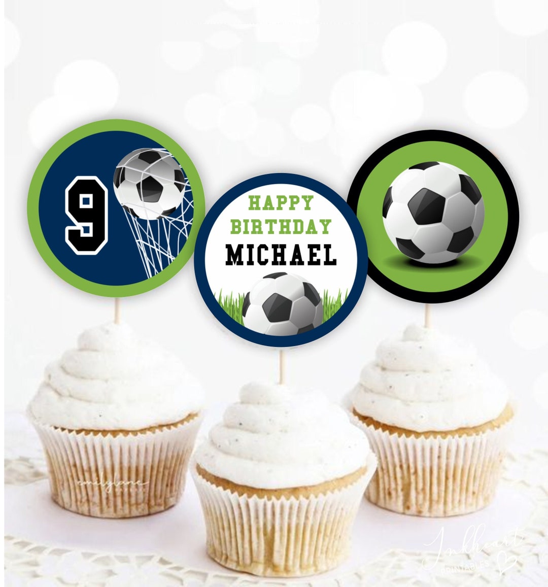 Soccer Birthday Cupcake Topper, Printable Soccer Topper, Soccer Toppers ...