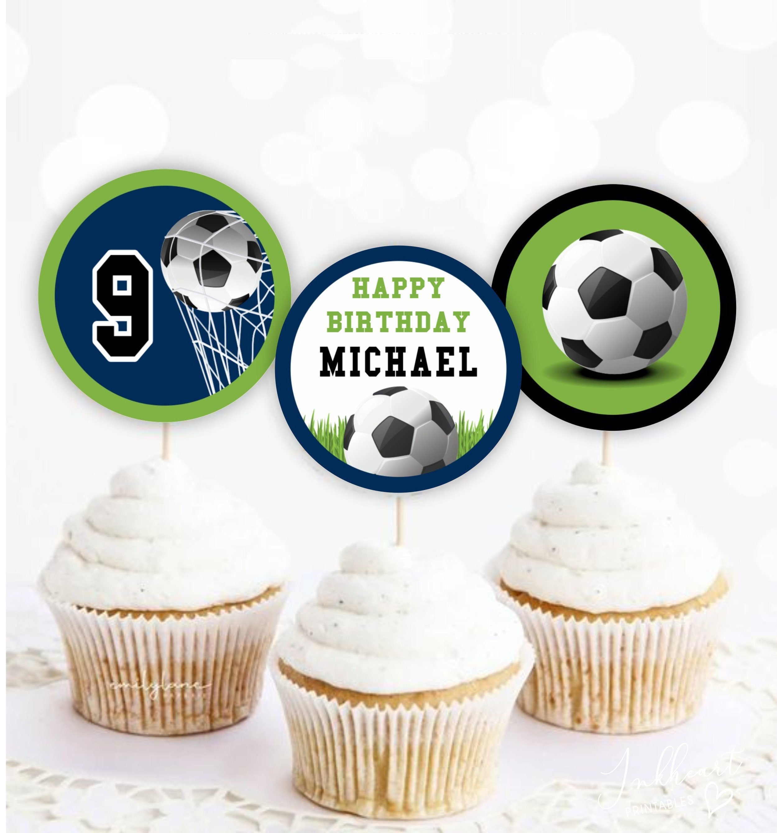 Soccer Birthday Cupcake Topper, Printable Soccer Topper, Soccer Toppers ...