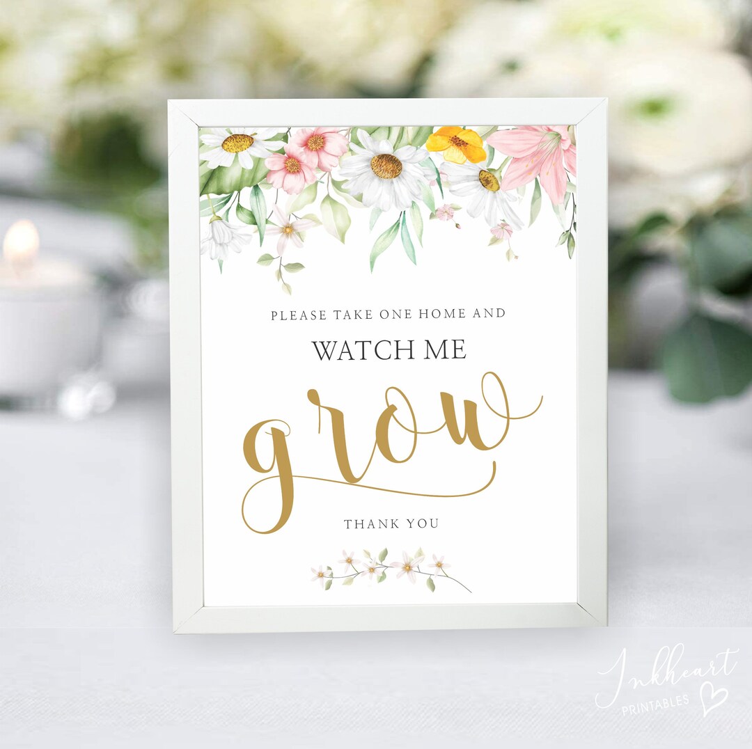 Succulent Favor Sign, Watch Me Grow Sign, Baby Shower Succulent Sign ...
