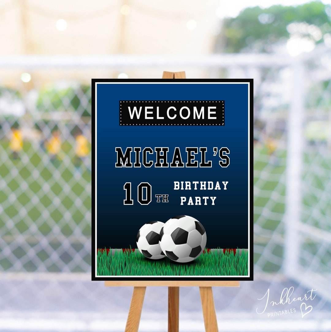 Soccer Birthday Sign Template, Printable Soccer Welcome Sign, Birthday ...