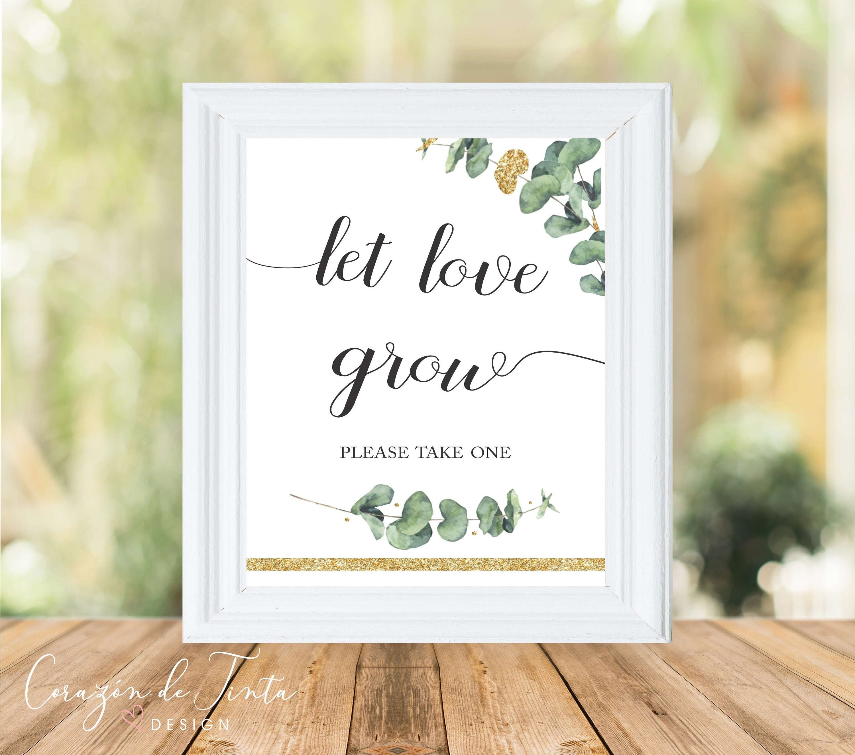 Let Love Grow Sign Eucalyptus Favor Sign Wedding Favor Sign - Etsy