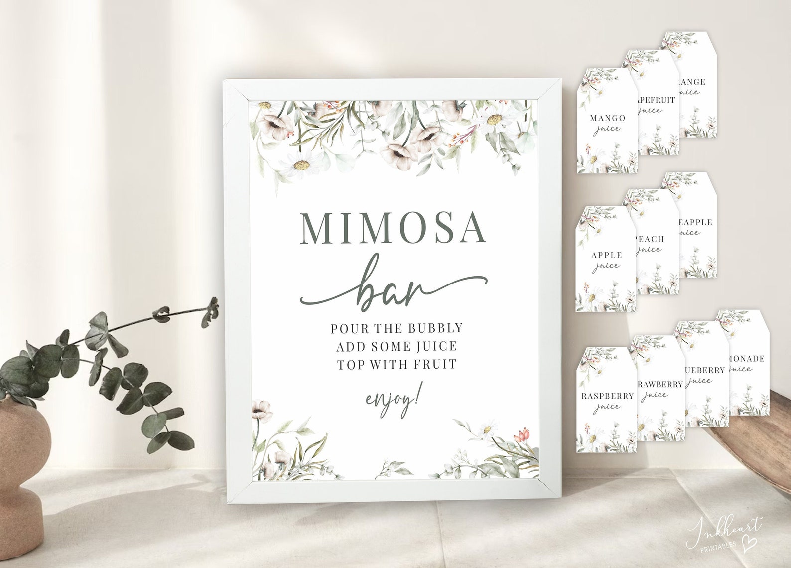 Mimosa Bar Sign, Mimosa Juice Tag Label, Printable Mimosa Bar Sign ...