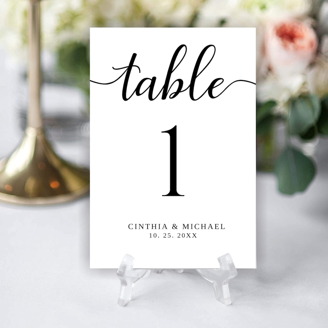 Plantilla de número de mesa moderna, signos de números de boda para mesas, números de mesa ...