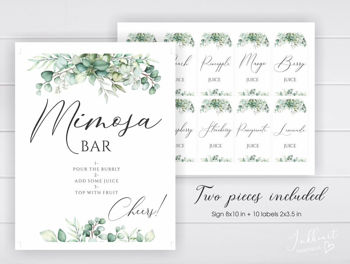 Mimosa Bar Sign Mimosa Juice Tag Label Printable Mimosa Bar - Etsy