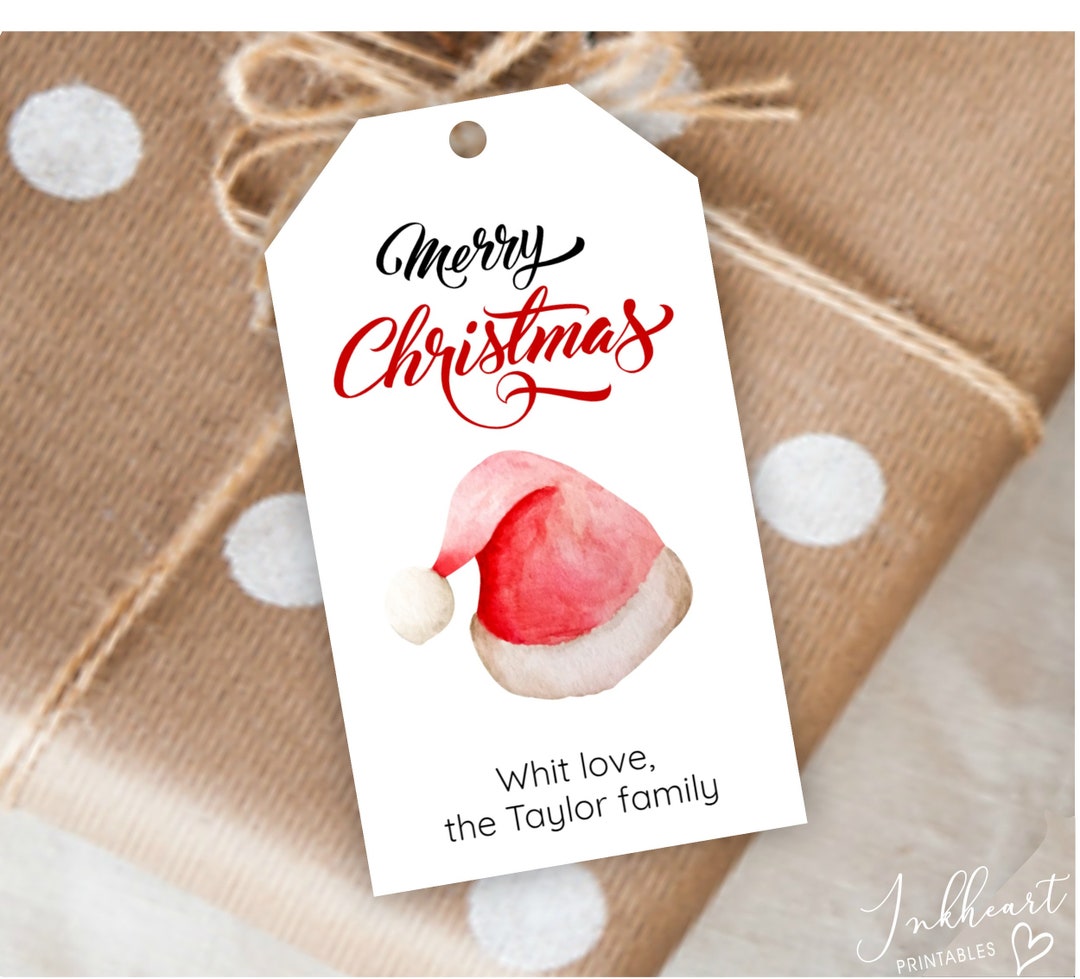 Editable Christmas Gift Tag Santa Hat Gift Tag Holiday Gift - Etsy
