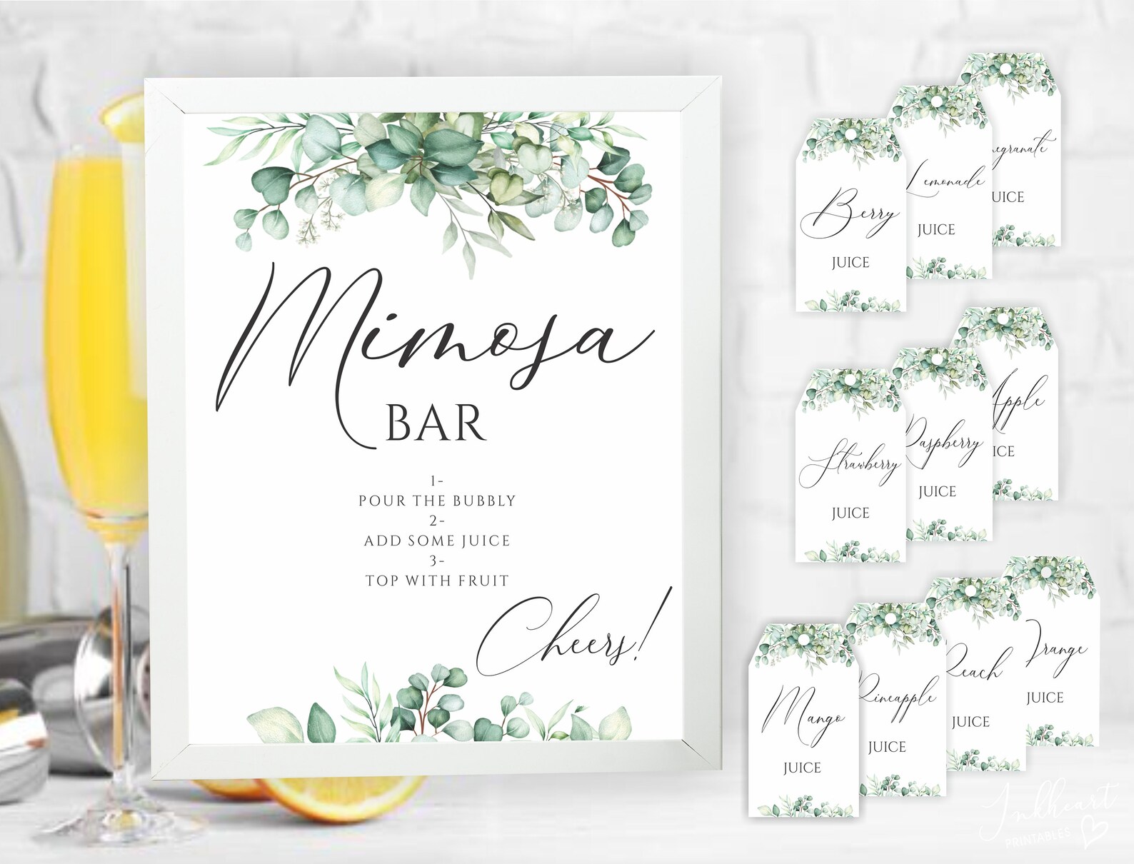 Mimosa Bar Sign, Mimosa Juice Tag Label, Printable Mimosa Bar Sign ...