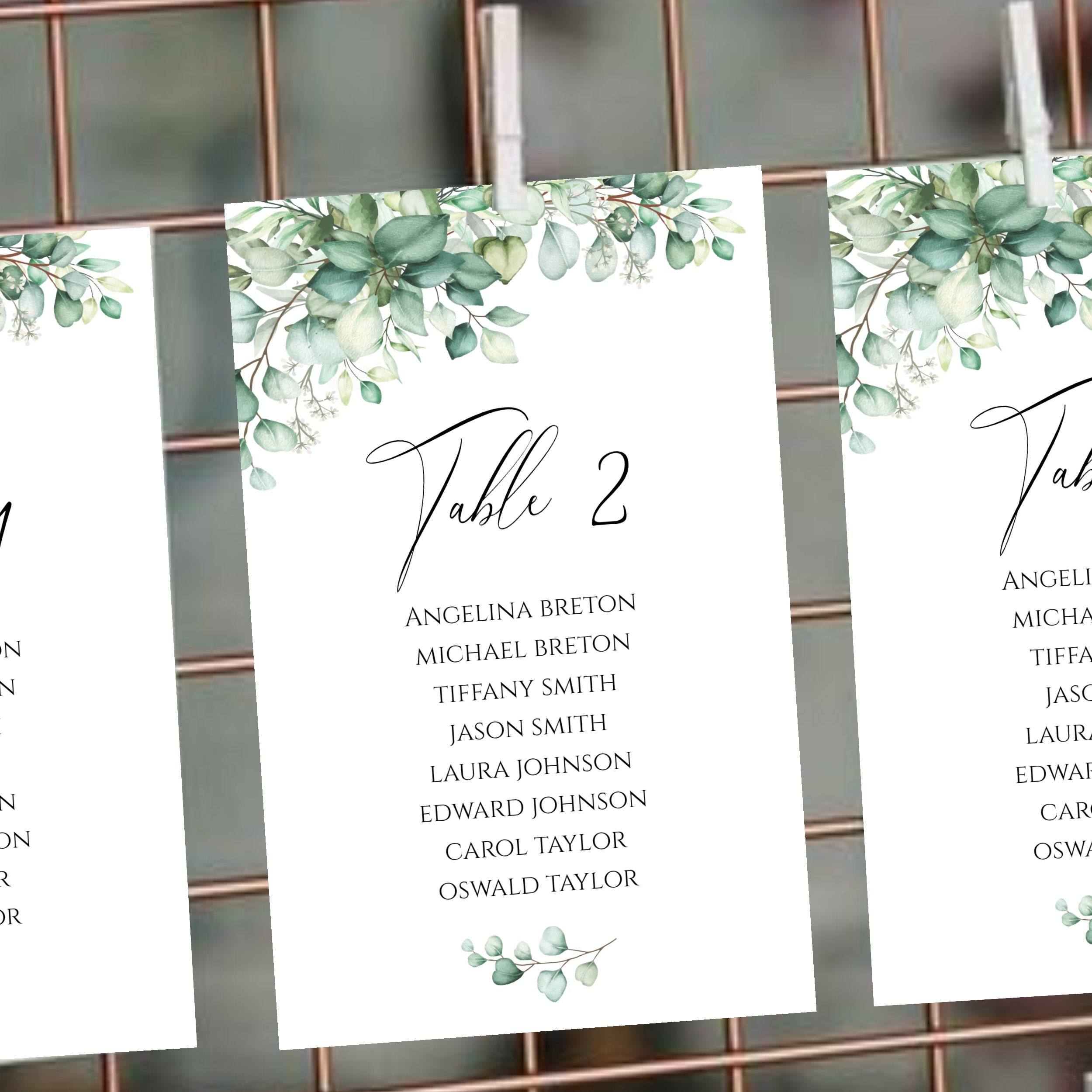 Hanging Seating Cards, Wedding Seating Chart Template, Table Seating ...