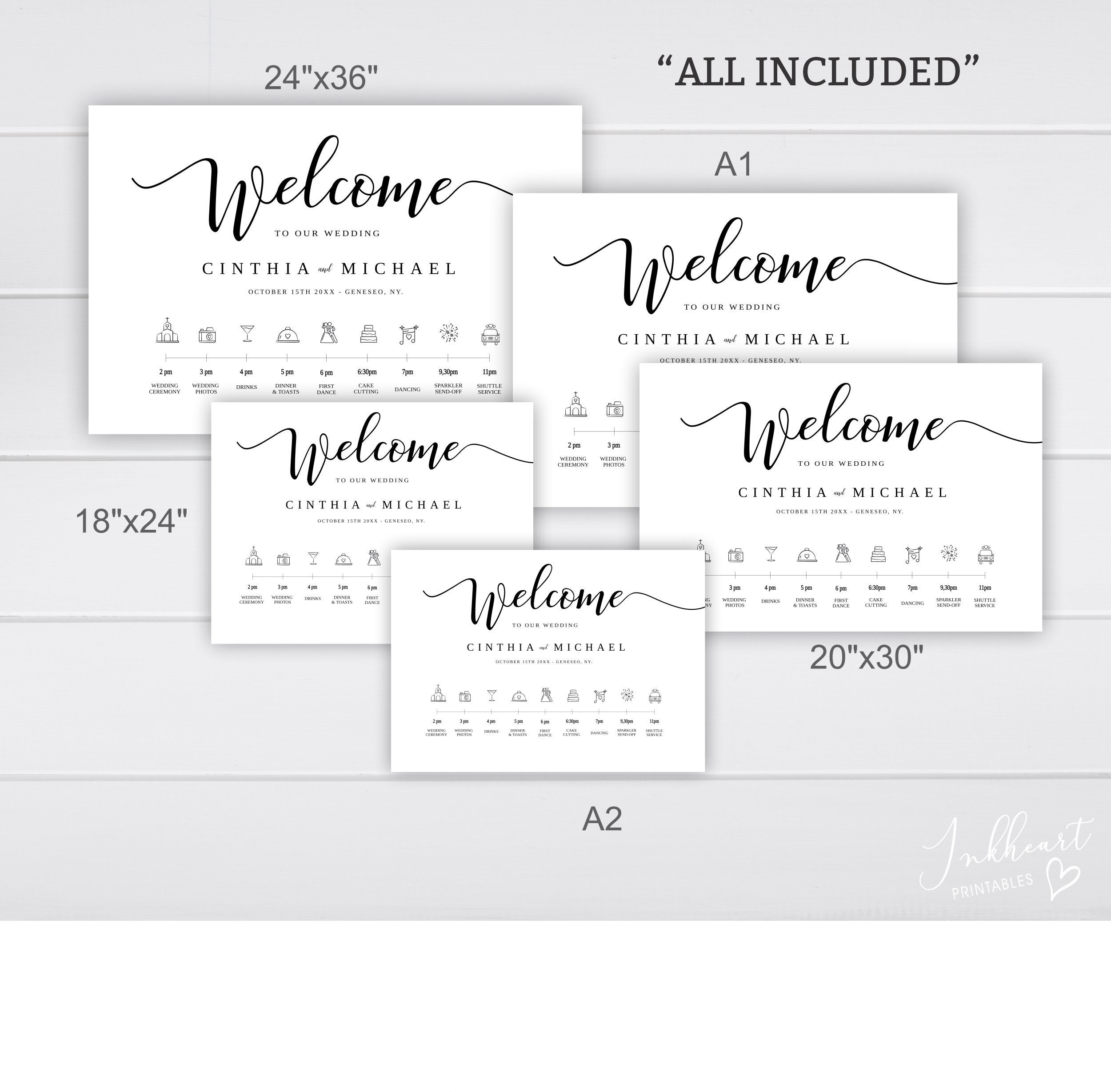 Wedding Timeline Sign Template, Editable Wedding Itinerary Sign ...
