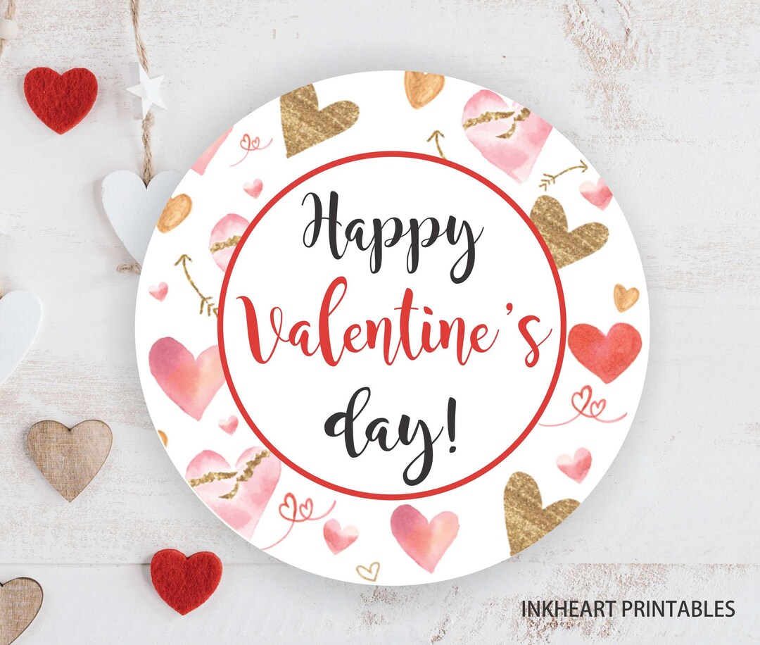 Printable Valentine's Day Gift Tags, Happy Valentine's Day Favor Tag ...