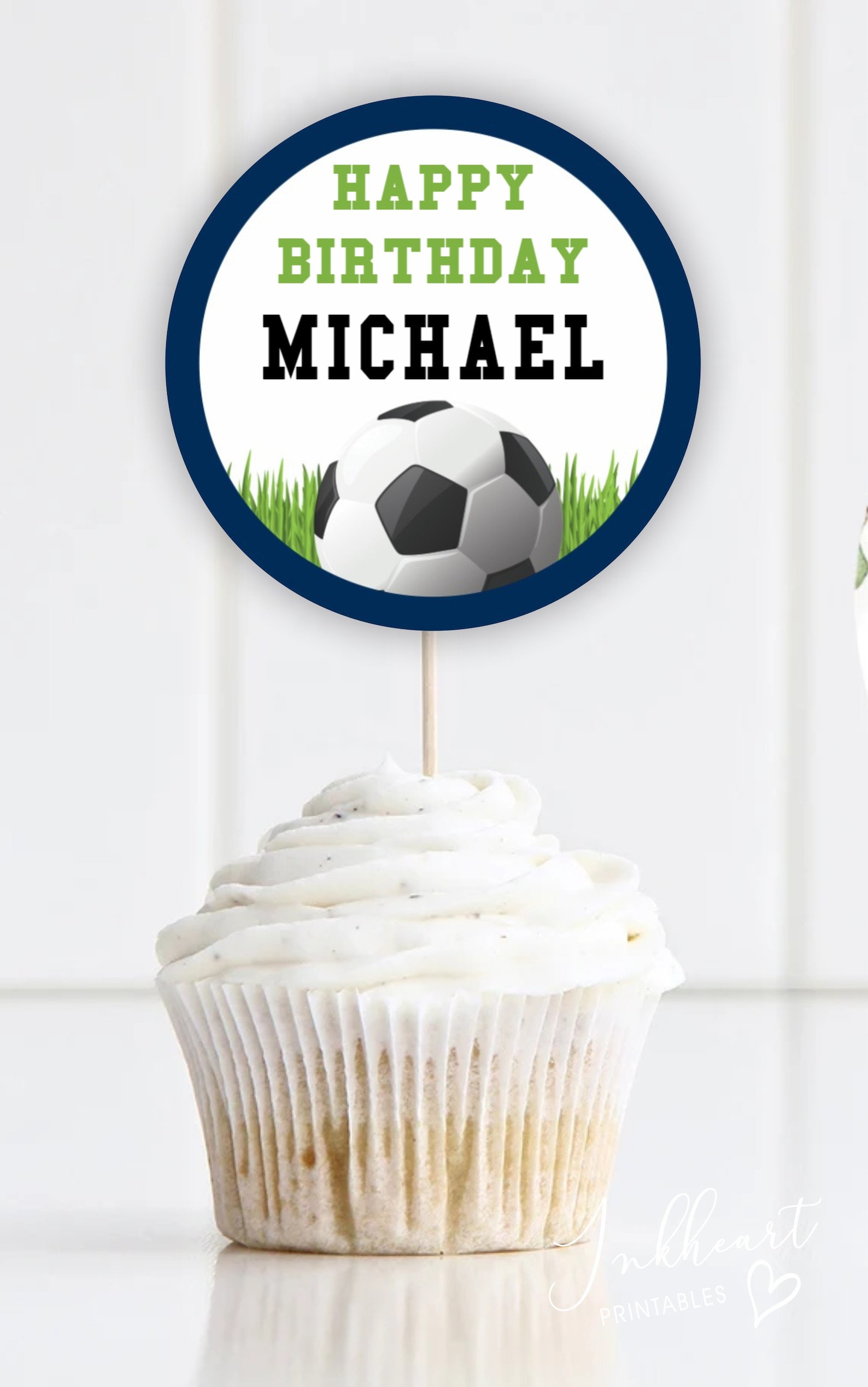 Soccer Birthday Cupcake Topper, Printable Soccer Topper, Soccer Toppers ...