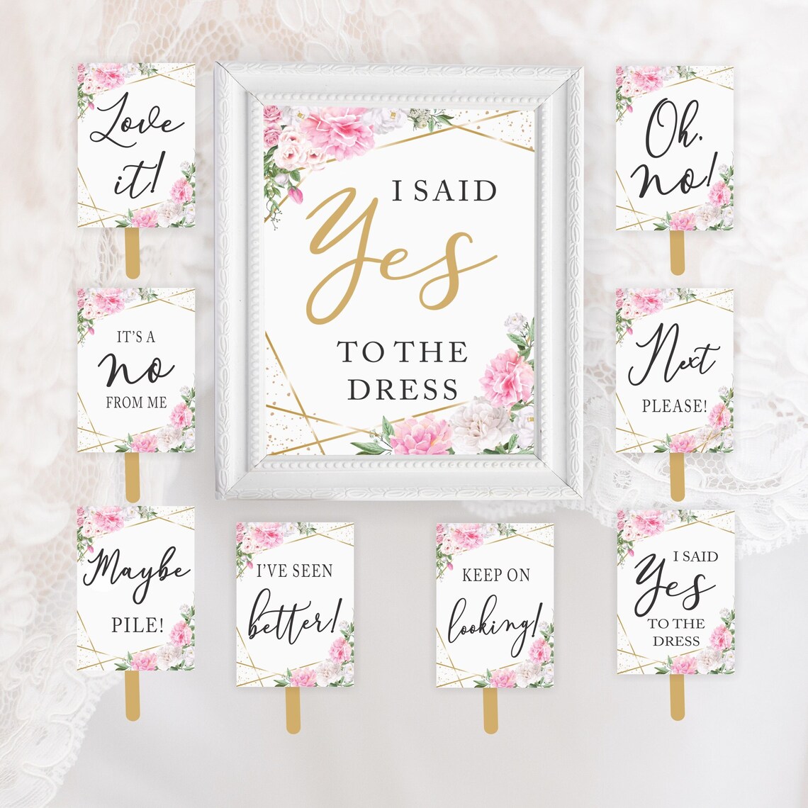 Bridal Dress Shopping Signs, Yes to the Dress Props, Printable Funny ...