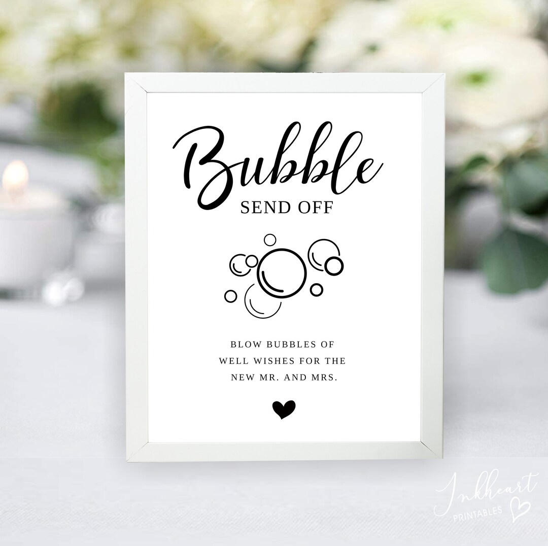 Bubble Send off Wedding Sign, Minimalist Send off Sign, Modern Bubble ...