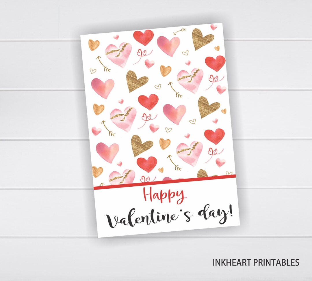Valentines Printable Mini Cookie Card 3.5" X 5", Happy Valentine's Day ...