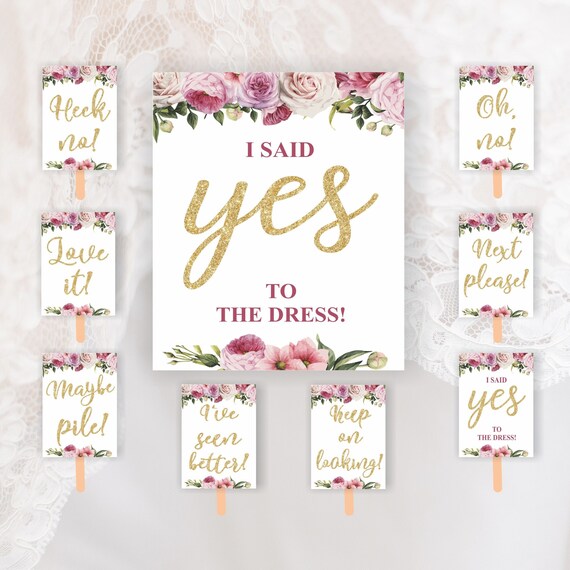 Say Yes to the Dress Signs Wedding Dress Shopping Paddles - Etsy