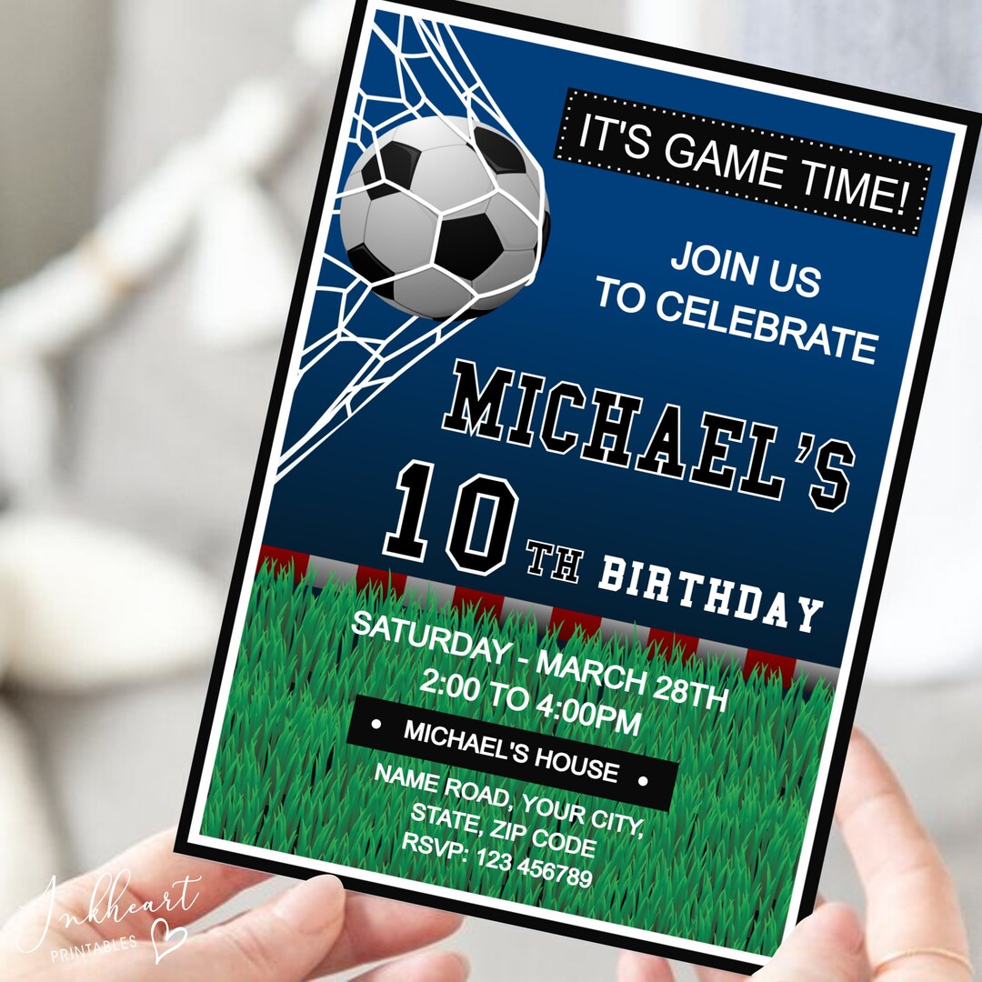 Soccer Birthday Invitation Template, Printable Soccer Invitation ...