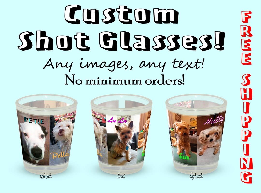 Custom Shot Glasses – Clear W/ White Patch, Any Background Color or ...