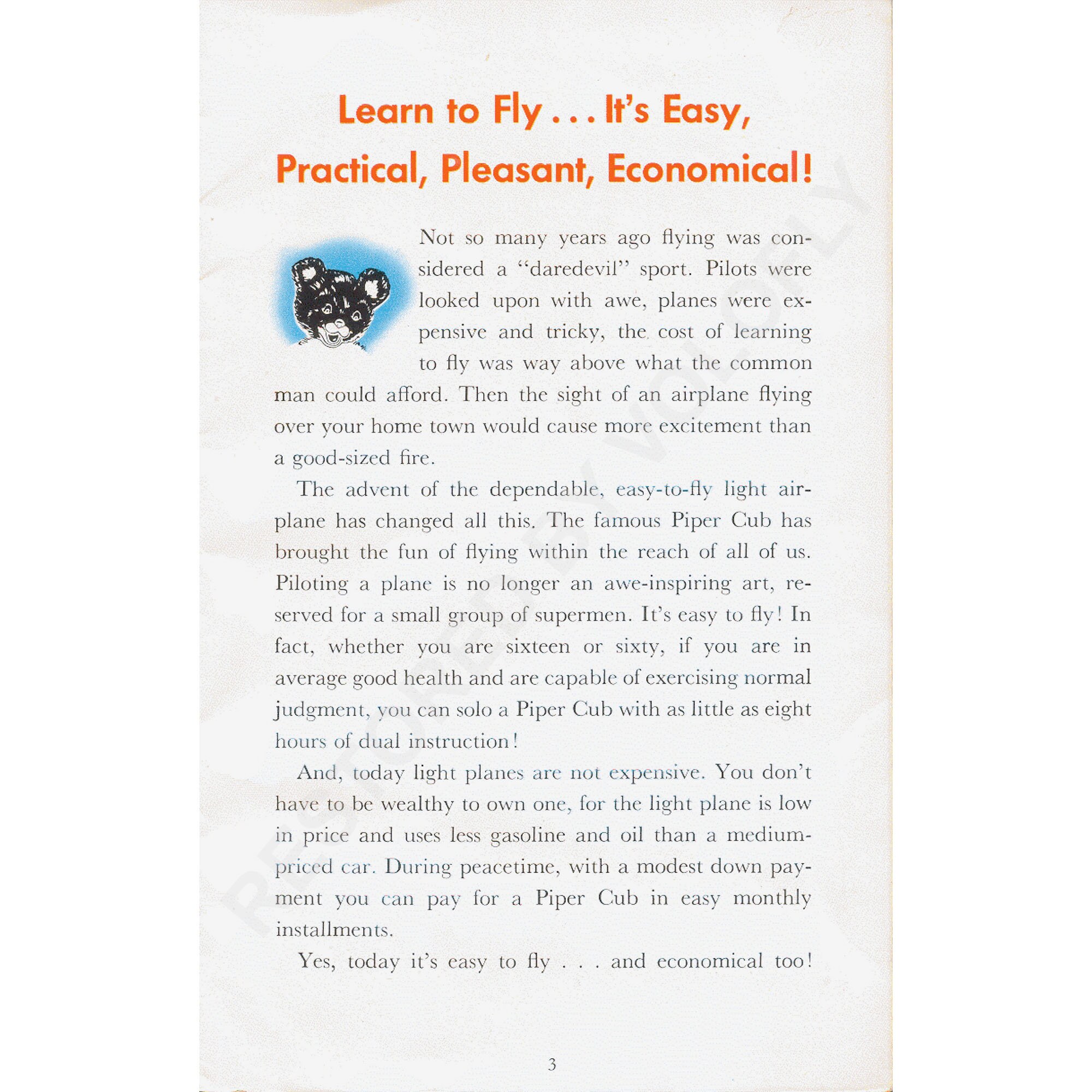 How to Fly A Piper Cub Booklet - Etsy