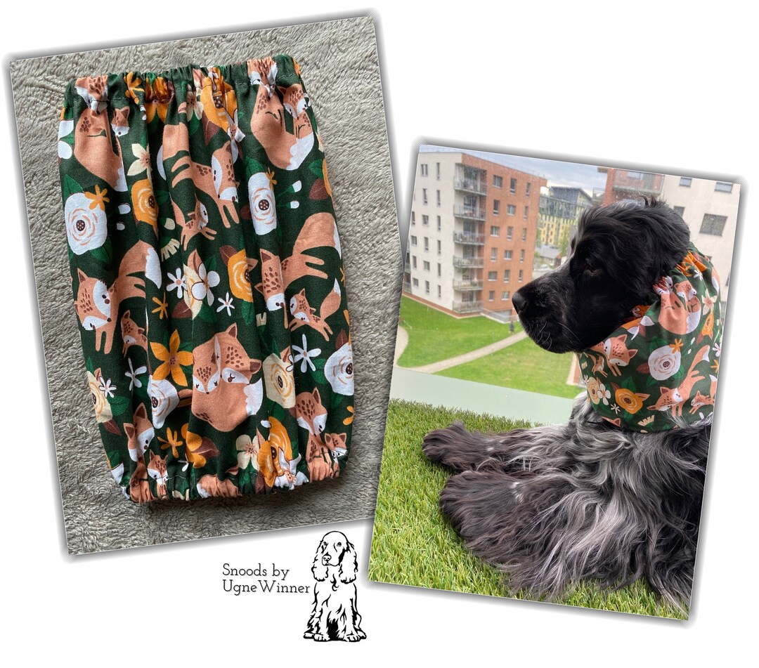 Cotton Dog Snood 'foxes' - Snoods for Long-eared Dogs - Summer Dog ...