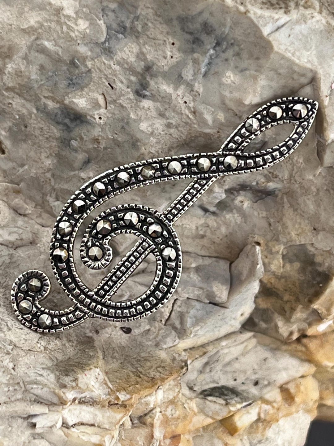 Musician Silver Treble Clef Brooch Pin Vintage - Etsy