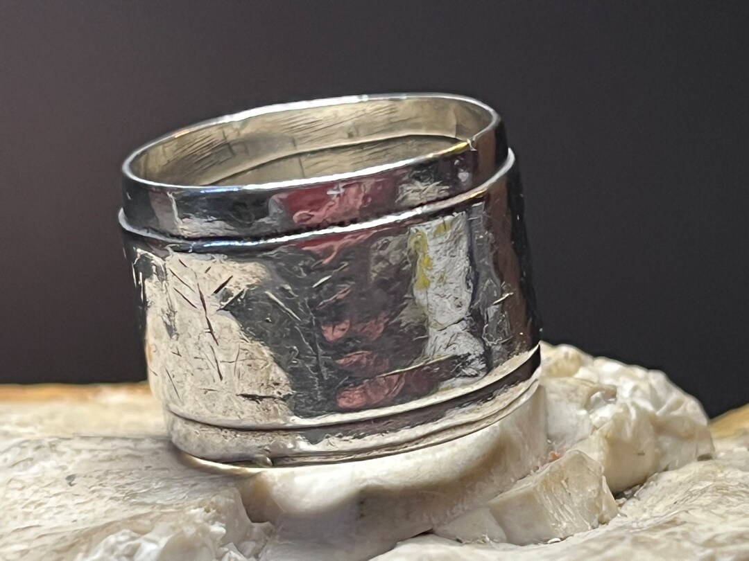 Vintage Broad Silver Ring Band Stacker Spacer Size Uk J1/2 - K USA 5.25 ...