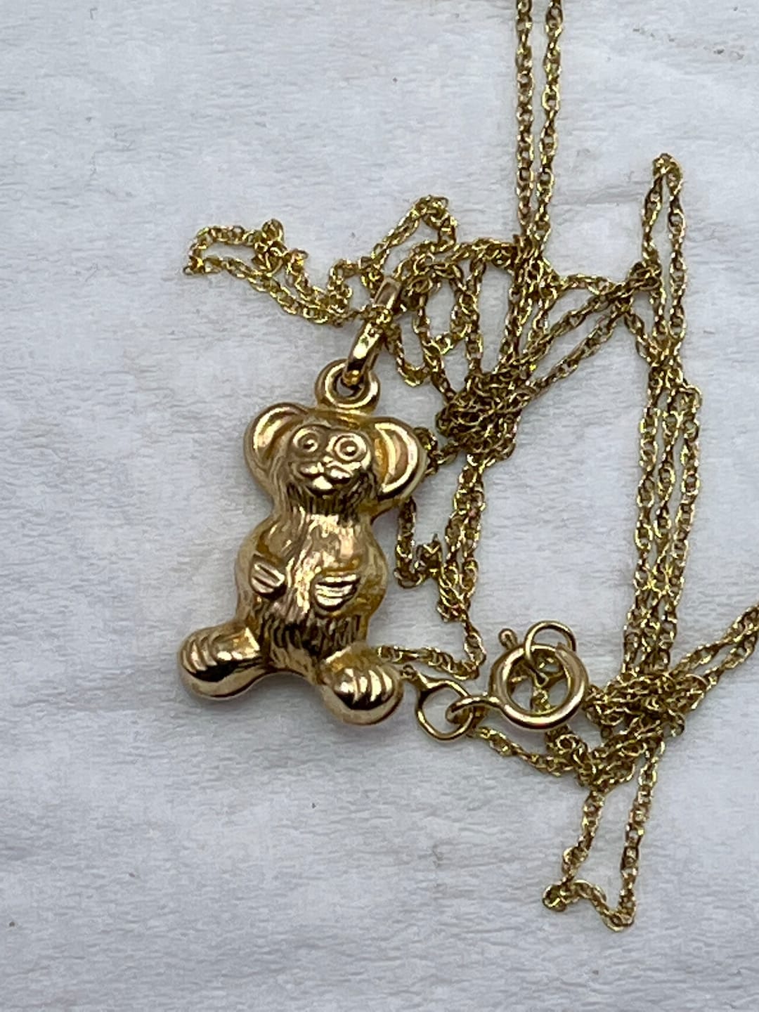 9ct Gold Teddy Bear Pendant Necklace - Etsy