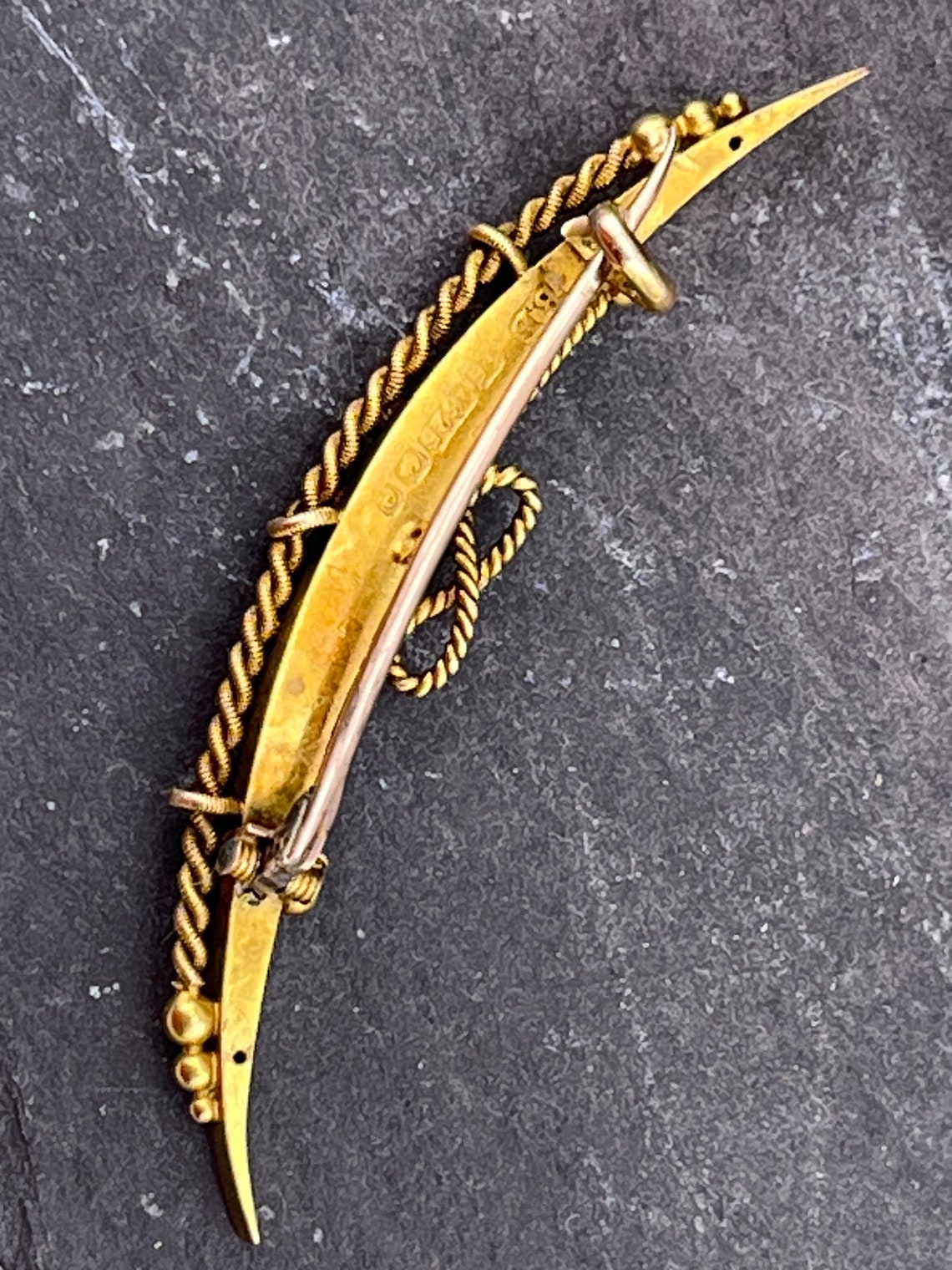 Antique 15ct Crescent Victorian Pin Bar Brooch - Etsy