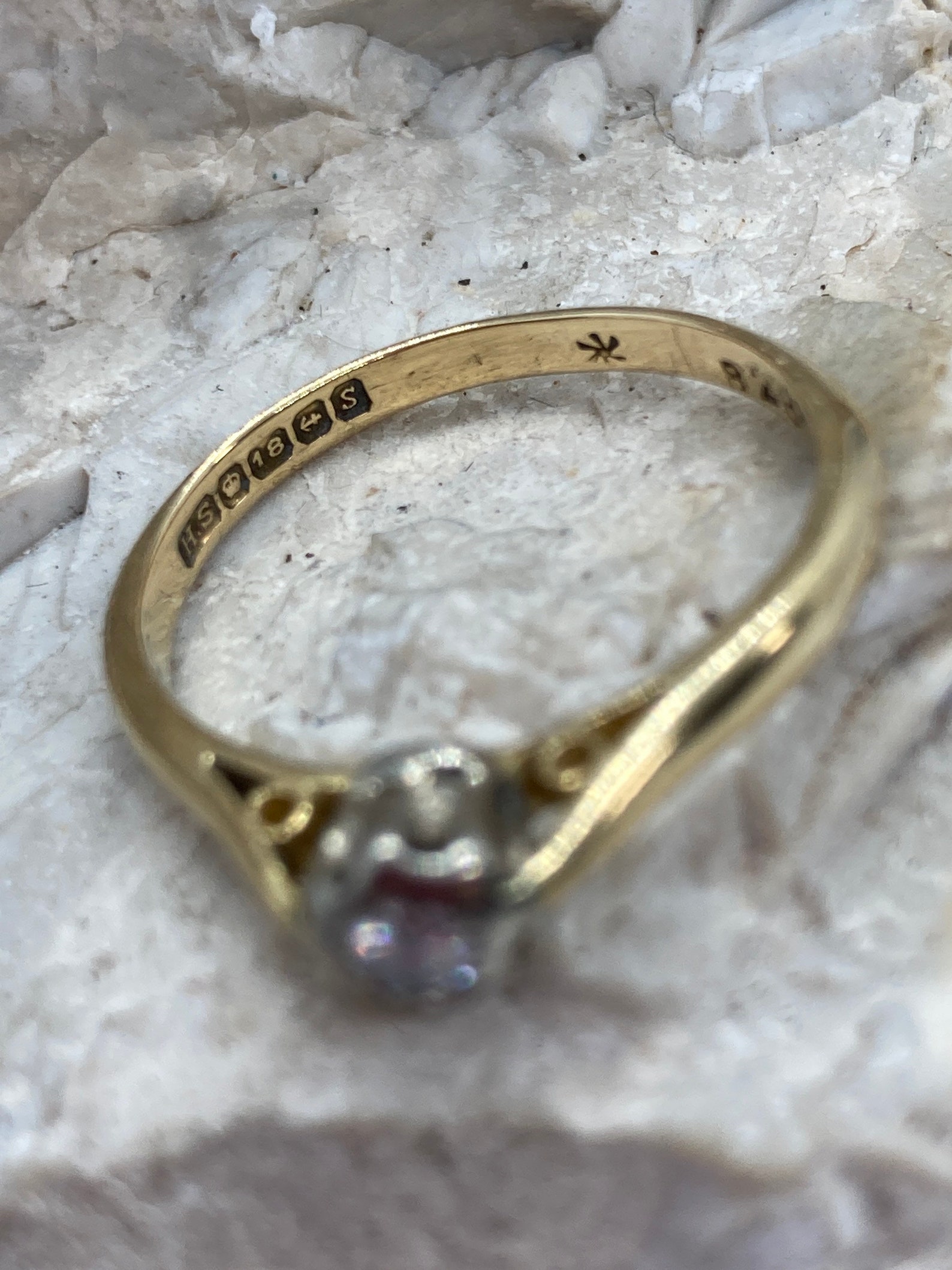 1967 vintage 18ct gold diamond solitaire ring size ukM usa6 | Etsy