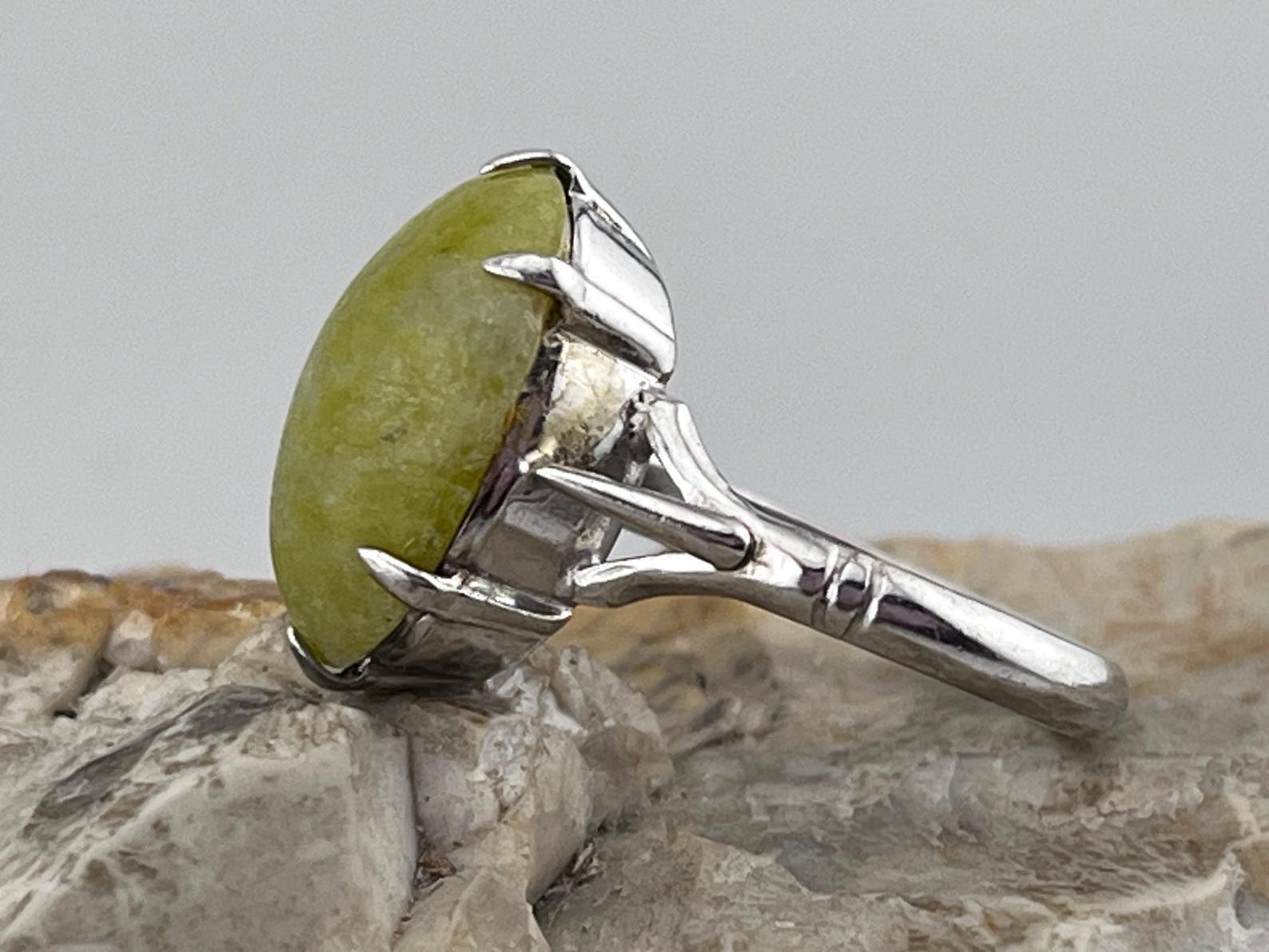 Vintage Silver Connemara Marble Statement Cabochon Ring Size Uk L USA 5 ...