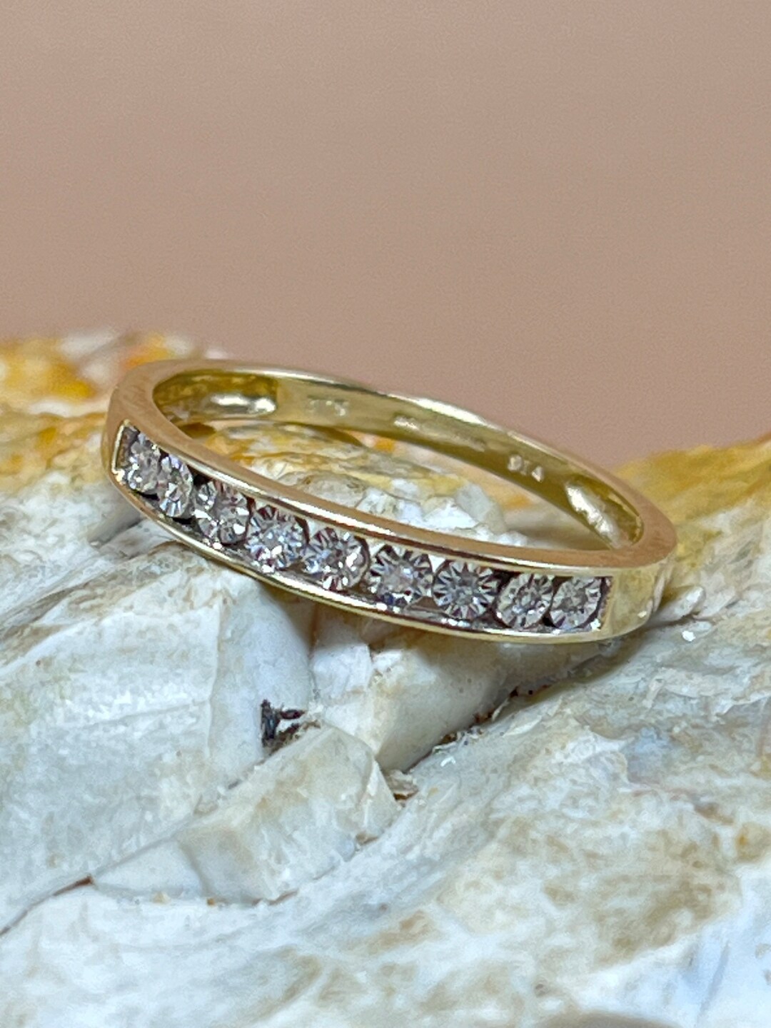 Buy 9ct Gold Diamond Half Hoop Band Stacker Spacer Size Ukm Usa6.25 ...