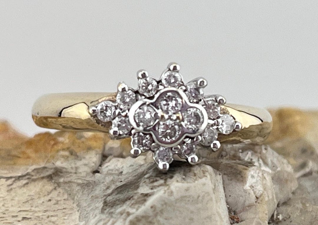 1/4 Ct Diamond Ring Stacker 9ct Gold and Platinum Size Uk L USA 5.75 - Etsy