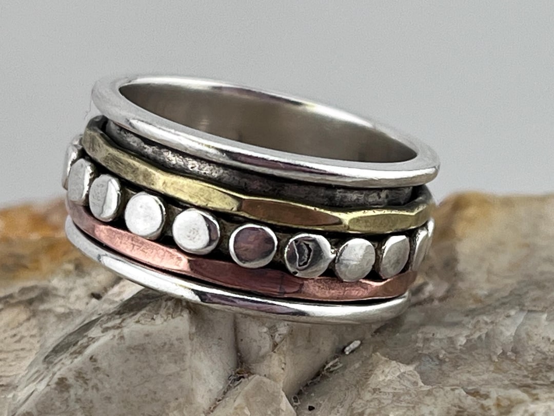 Three Spinner Bands Ring Stacker Spacer Size Uk N USA 6.75 - Etsy