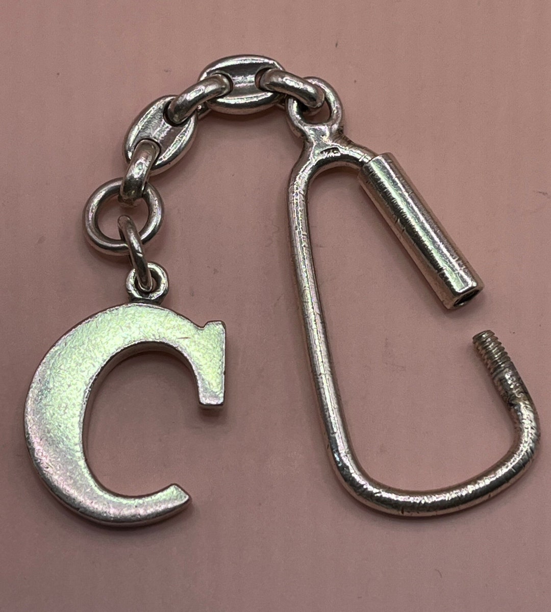 Solid Silver Vintage Letter C Key Ring - Etsy
