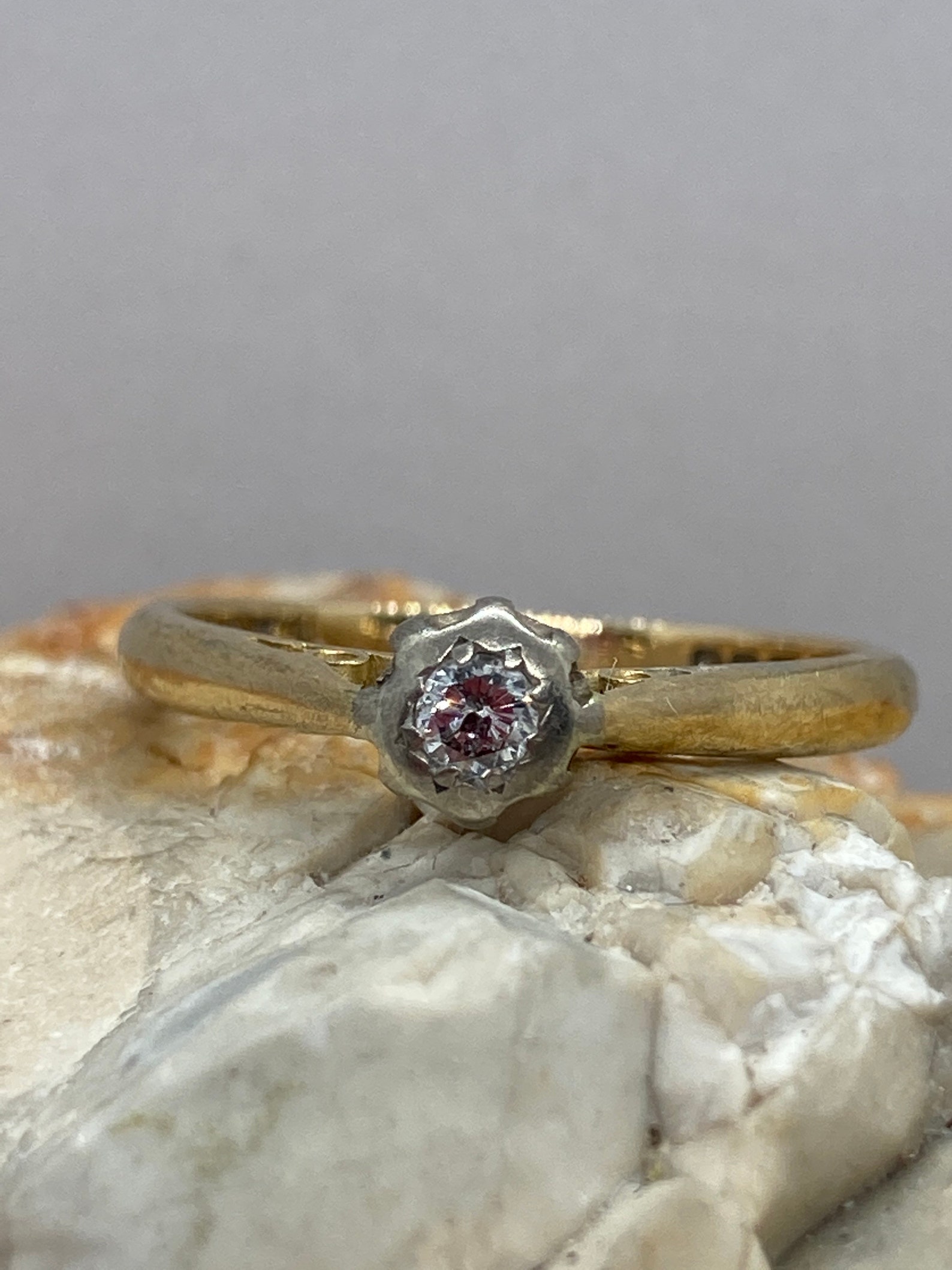 1967 vintage 18ct gold diamond solitaire ring size ukM usa6 | Etsy