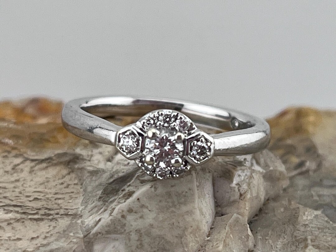 Emmy Signed Diamond Ring 9ct White Gold 0.20ct Size Uk K1/2 USA 5.5 - Etsy
