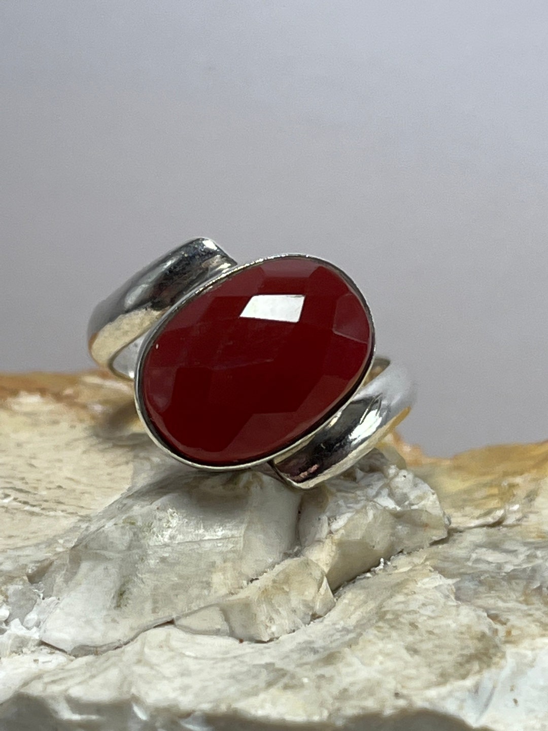 Unusual Silver and Deep Red Vintage Ring Size Ukn1/2 Usa7 - Etsy
