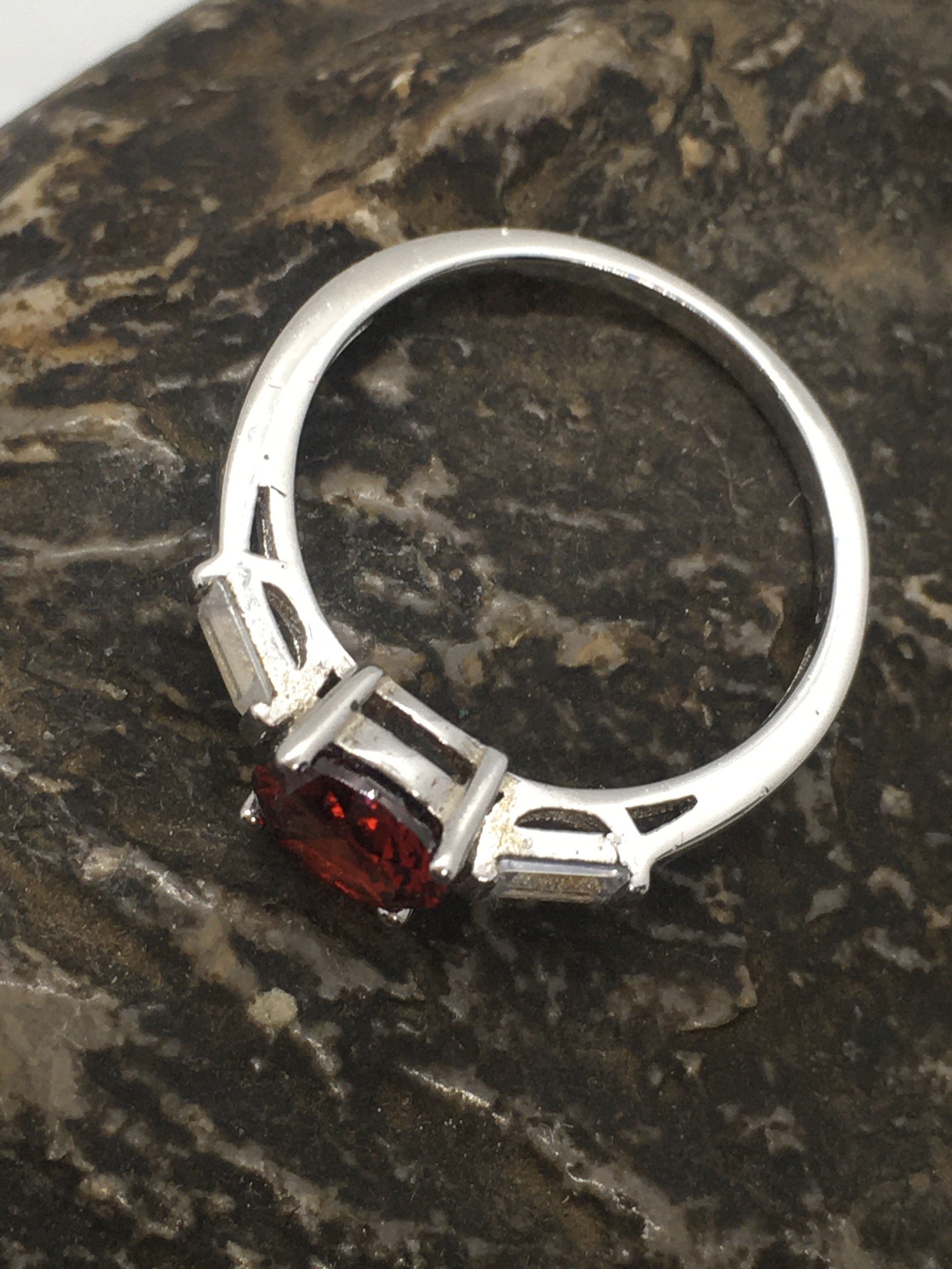 Vintage Solid Silver Red Gemstone Ring ukM USA6.25 | Etsy