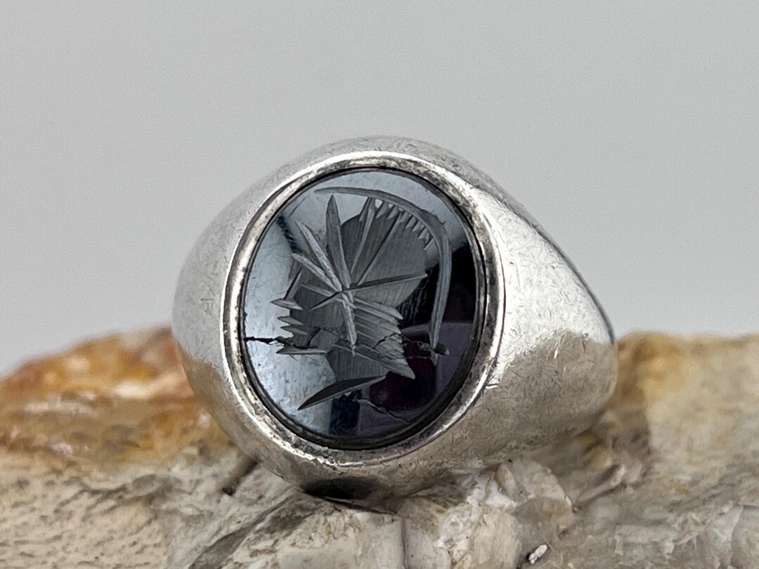 1957 Sterling Silver Centurion Panel Ring Signet Size Uk R1/2 USA 8.75 ...